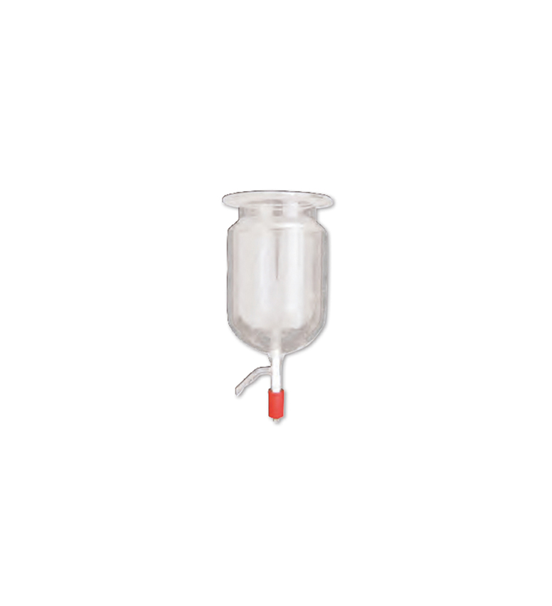 Reaction vessel, cylindrical, with flat flange and bottom PTFE stopcock ...