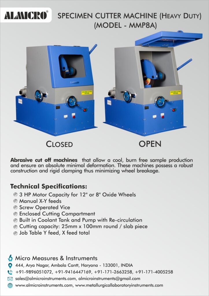 Specimen Cutter Machine (Heavy Duty) MMP-8A - Almicroinstruments