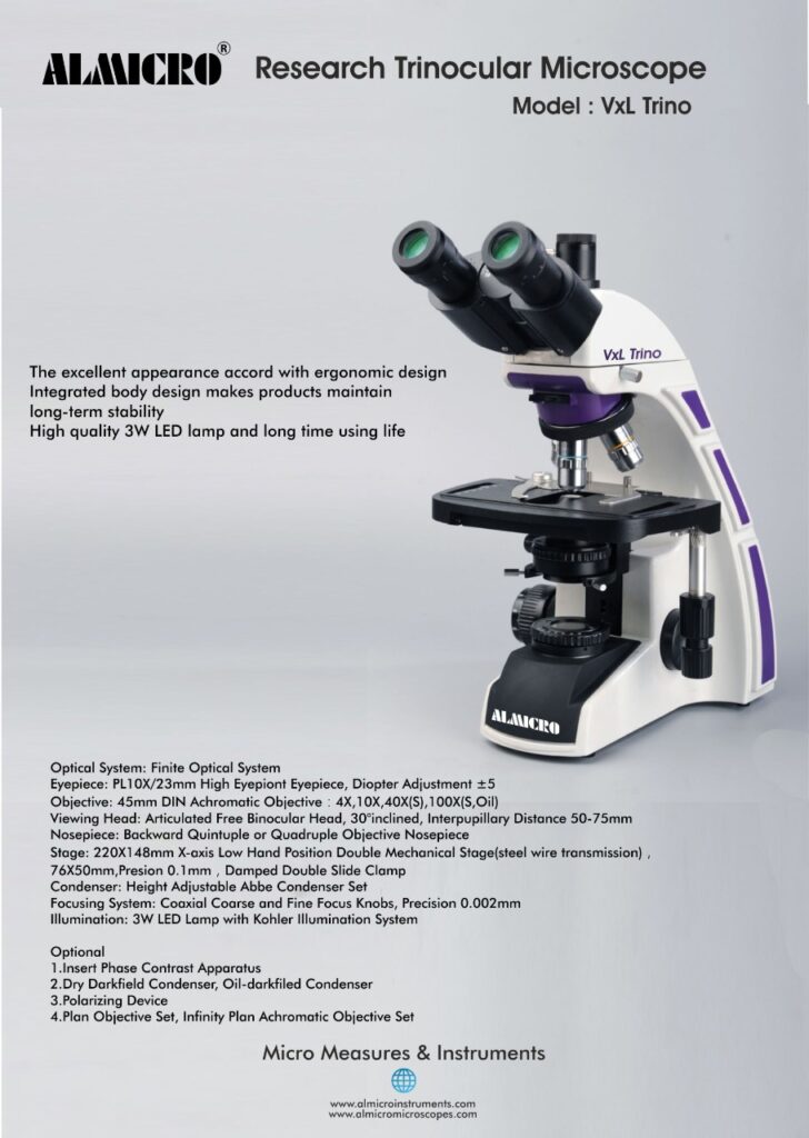 Research Trinocular Microscope (VXL-Trino) - Almicroinstruments